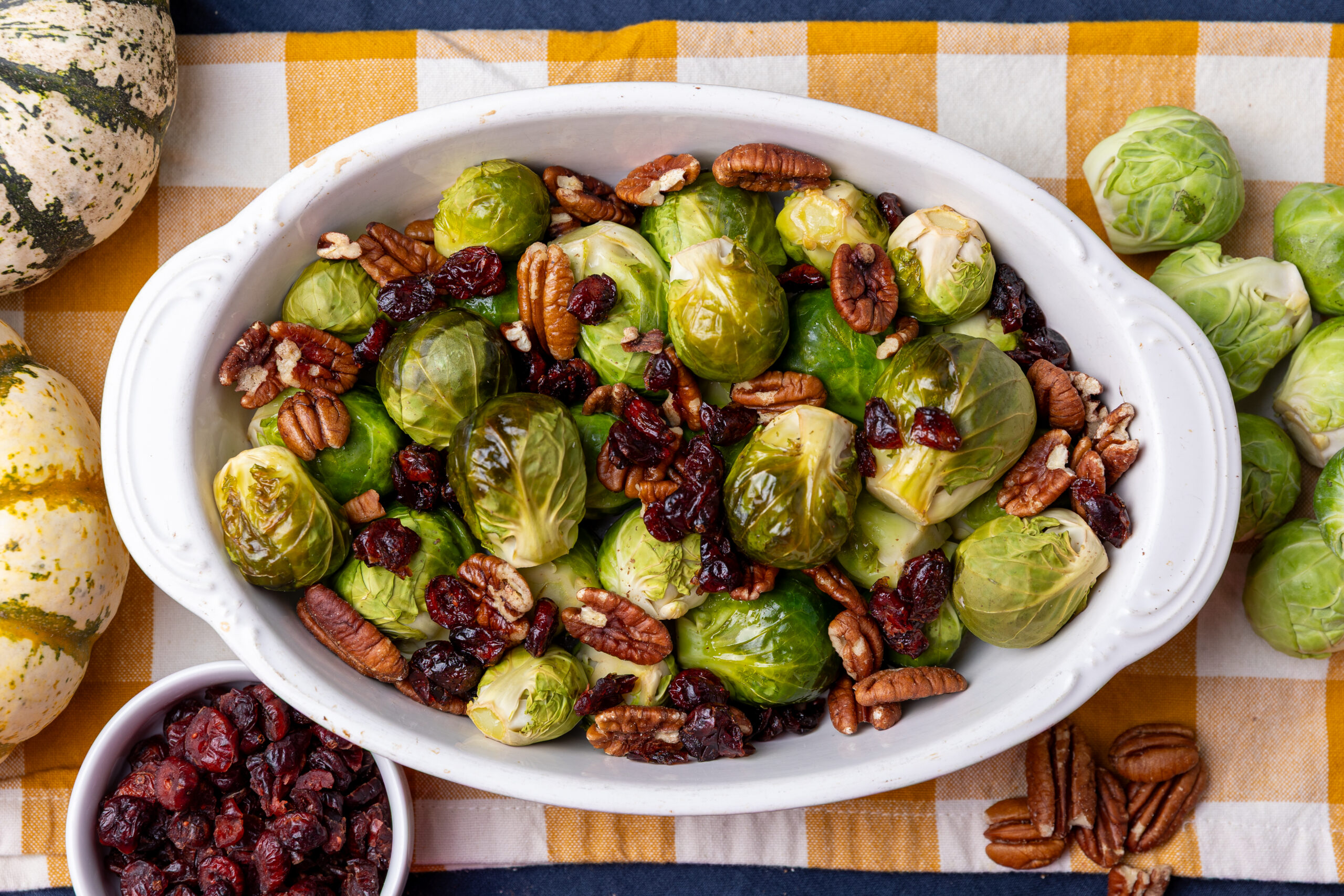 Roasted Brussels Sprouts with Walnuts and Dried Cranberries - Blue ...